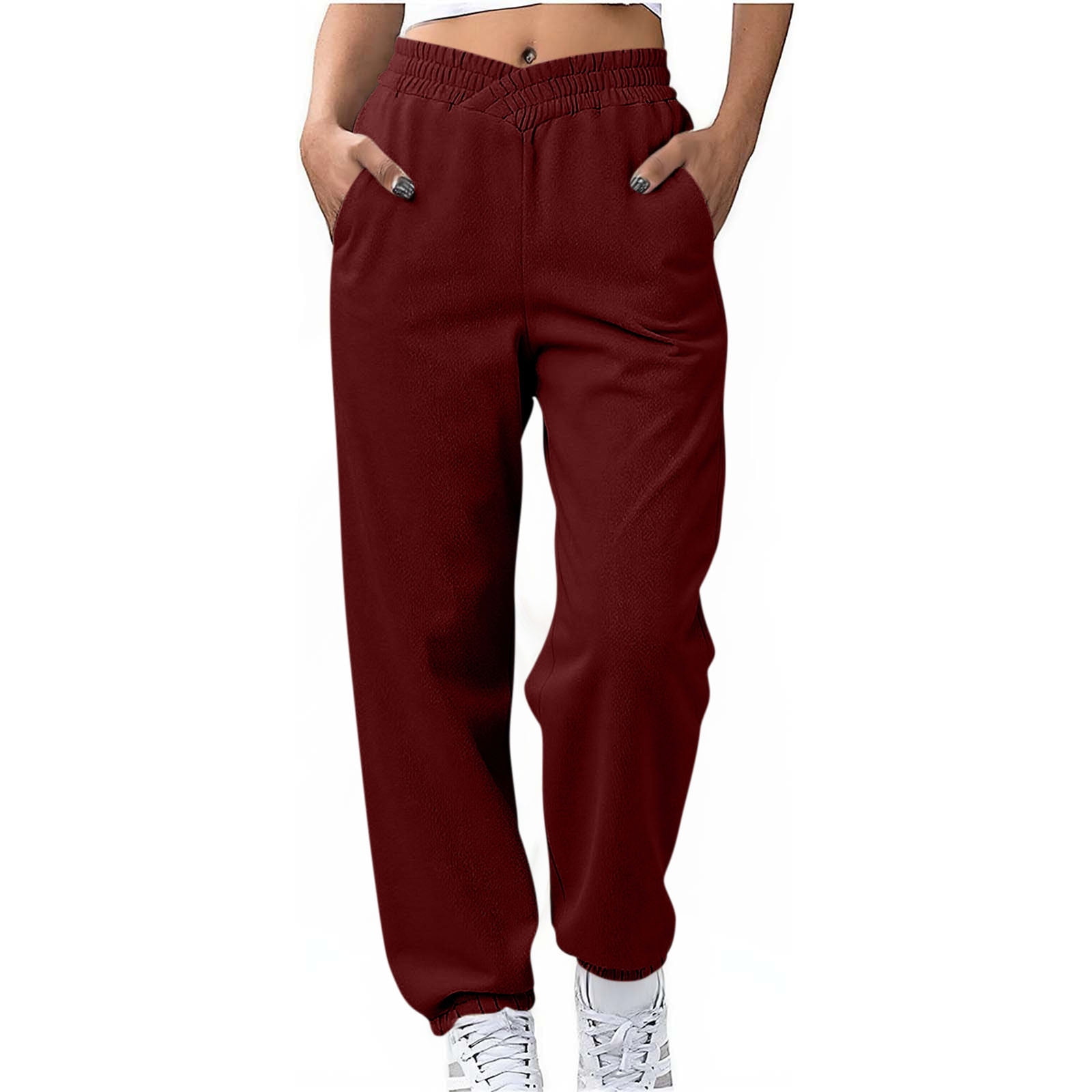 ABATAB Cinch Bottom Sweatpants for Women Elastic High Waist Sporty Gym ...