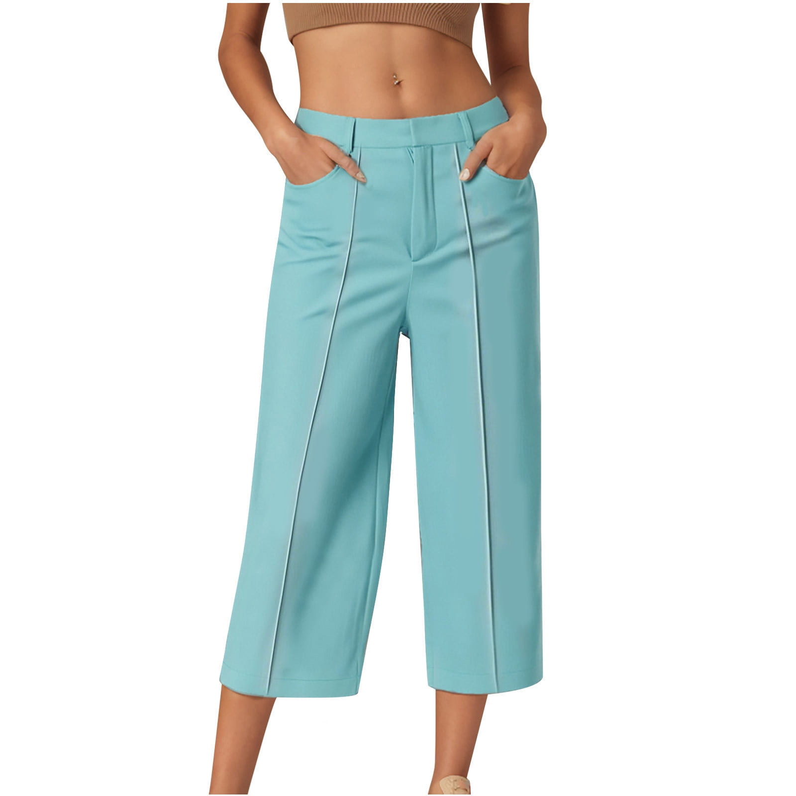 ABATAB Dress Capri Pants for Women Summer Casual Business Stretch ...