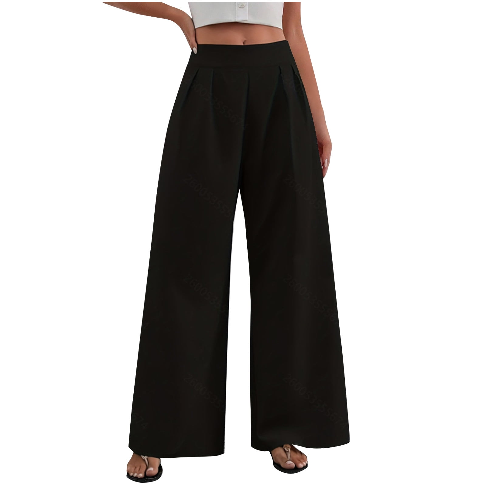 ABATAB Dress Pants Women 2025 Wide Leg Ruched Office Pants Stretchy ...