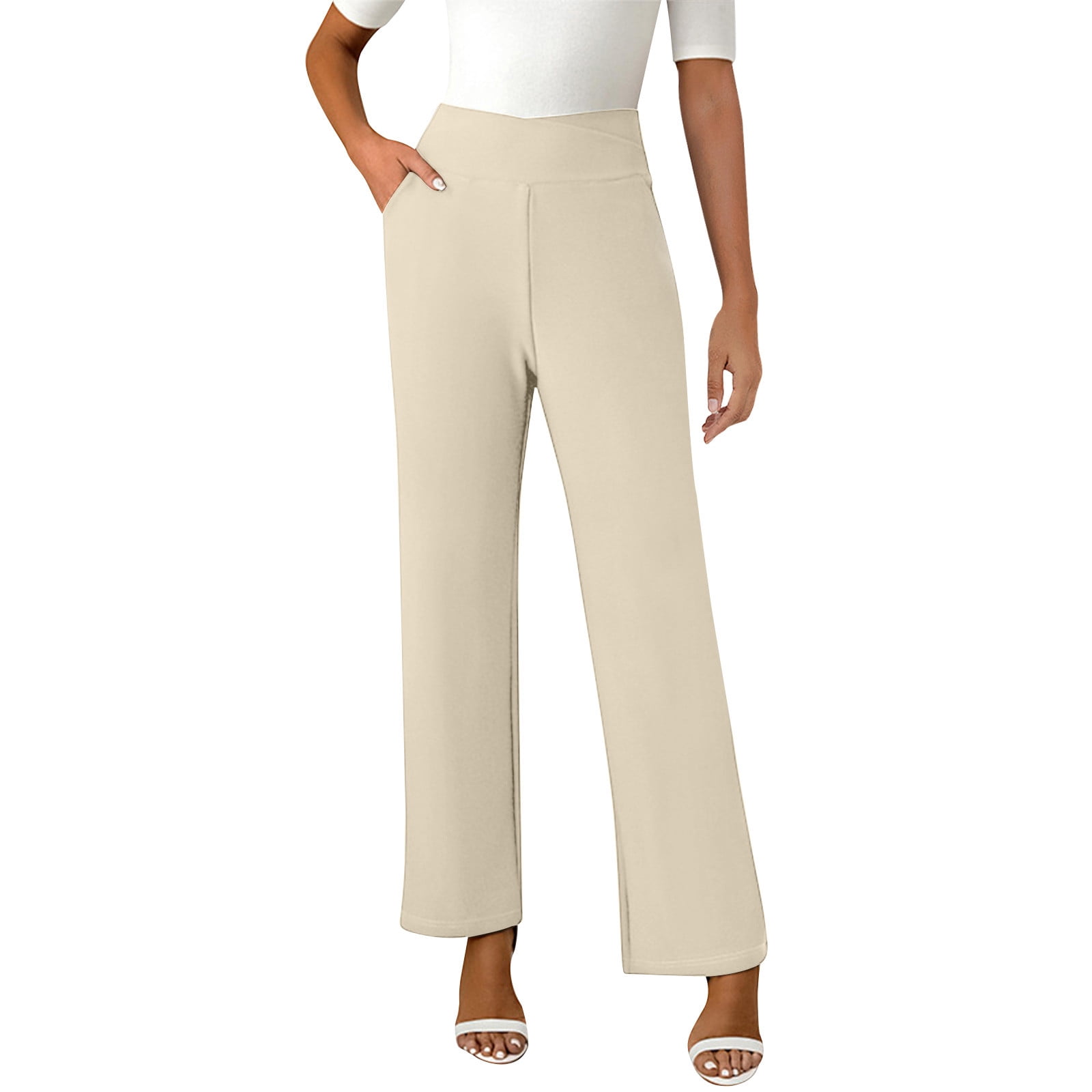 ABATAB Dress Pants for Women Loose High Waisted Work Business Pants ...