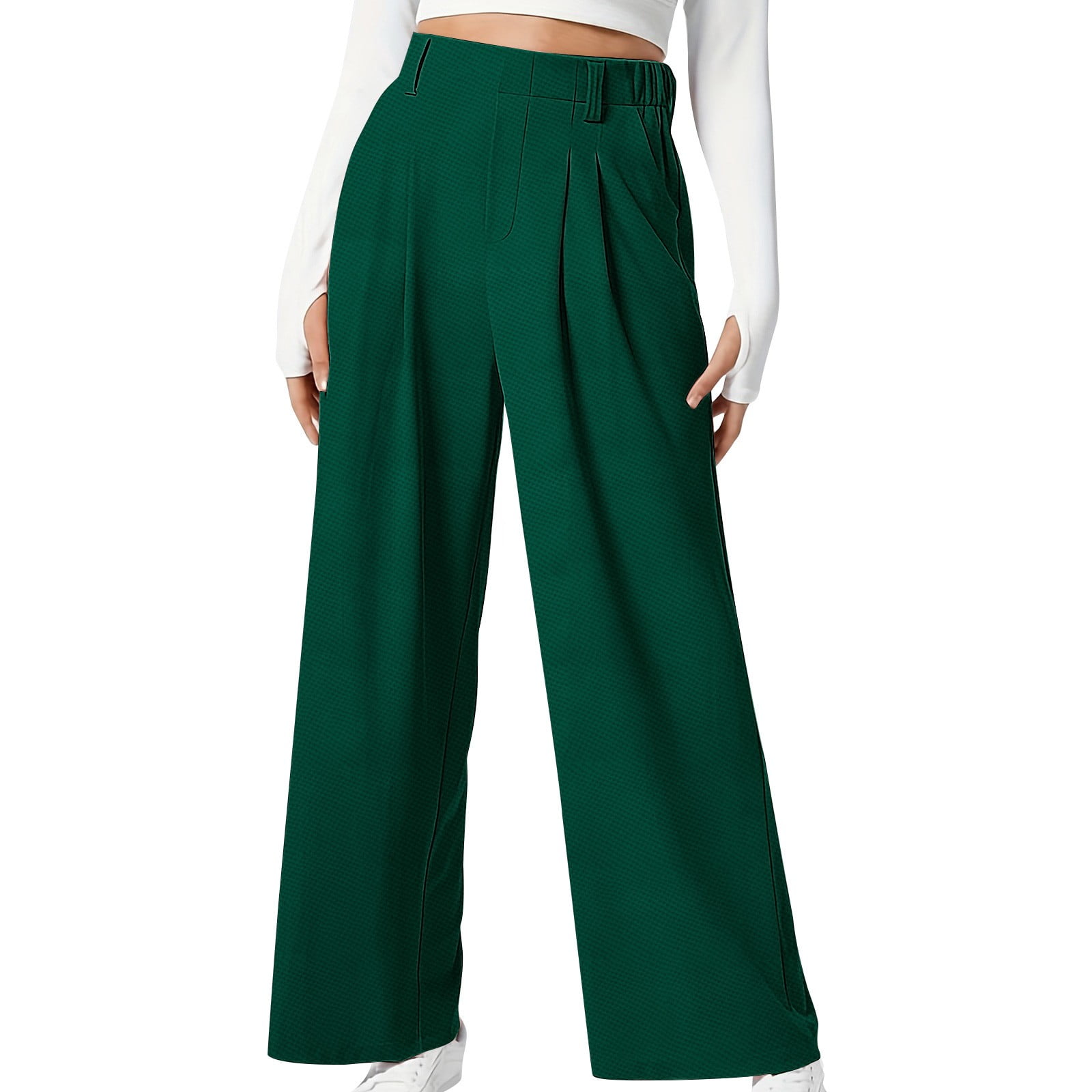 ABATAB Dress Pants for Women Wide Leg Pure Color Work Pants Business ...