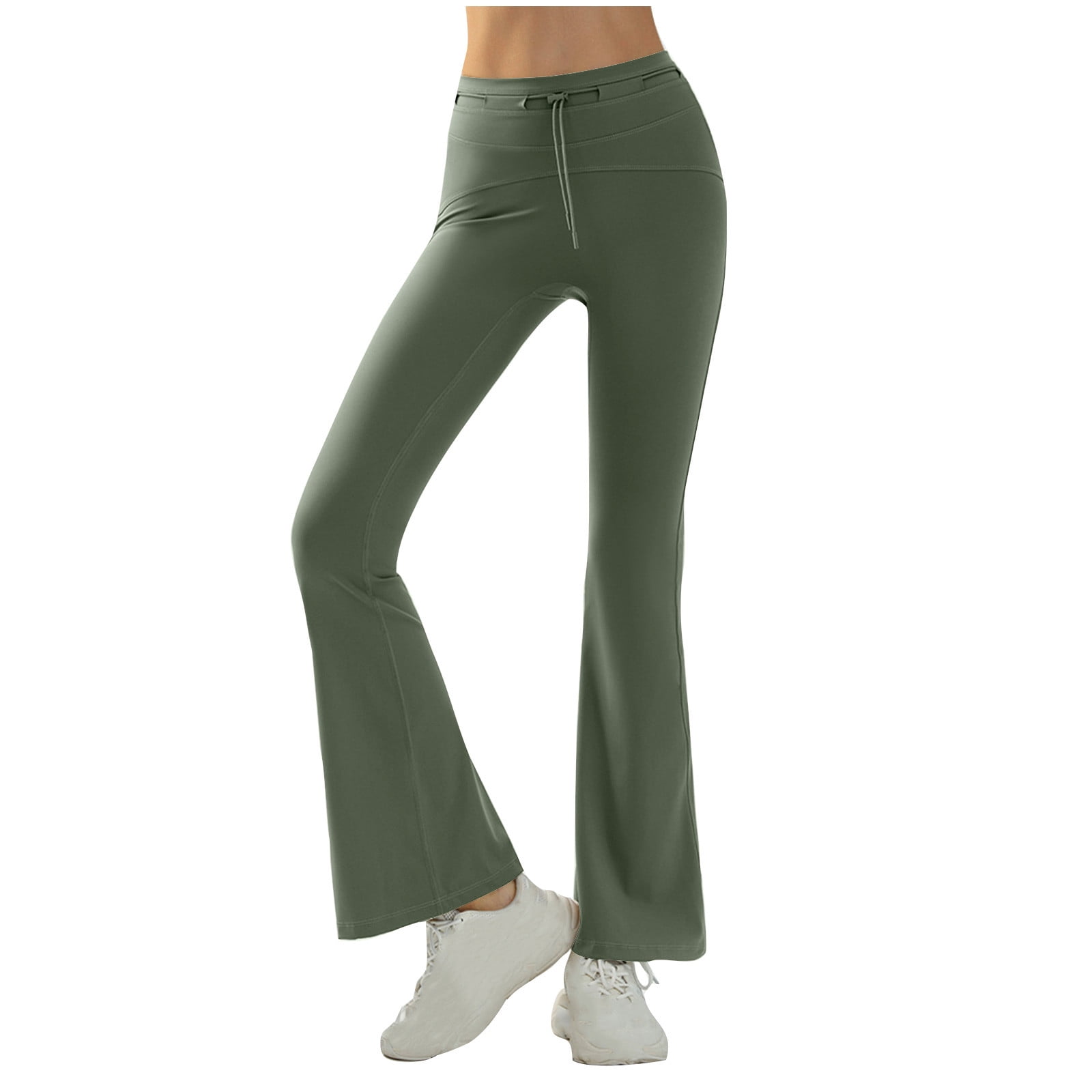 ABATAB Flare Leggings for Women Drawstrring Stretchy Yoga Pants High ...