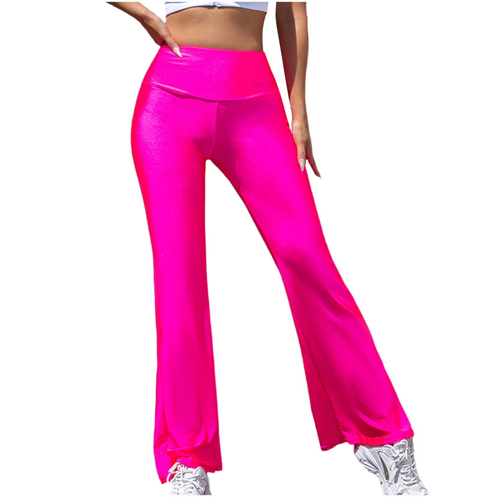 ABATAB Flare Yoga Legging Pants for Women Shinny Stretchy Bootcut ...