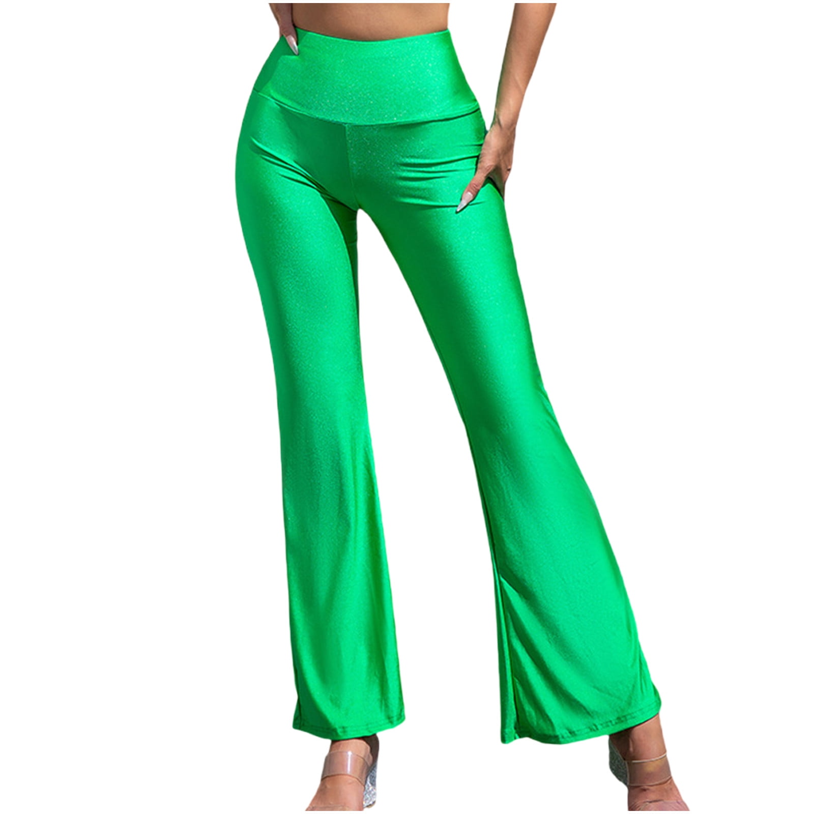 ABATAB Flare Yoga Legging Pants for Women Shinny Stretchy Bootcut ...