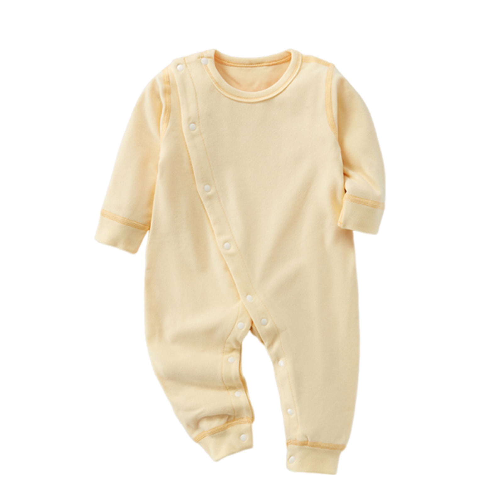 ABATAB Infant Baby Boy Girl Rompers Crewneck Long Sleeve Button Onesies ...