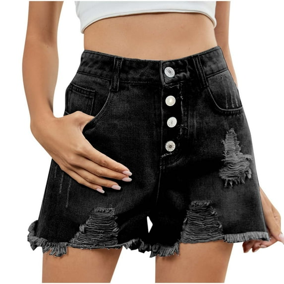 ABATAB Jeans Short for Womens High Waisted Cut off Denim Shorts ...