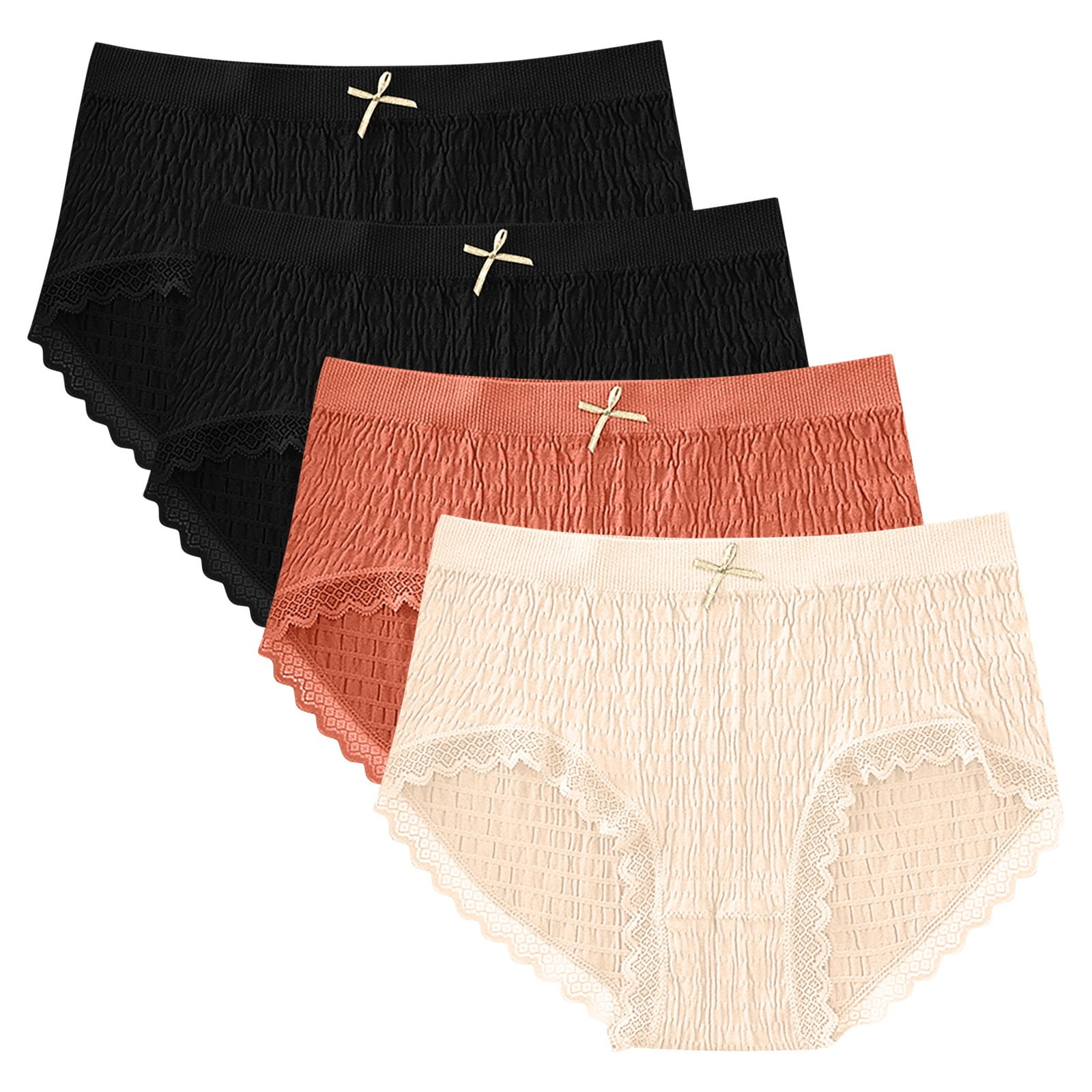 ABATAB Pack of 4 Women's Underwear Full Coverage Leakproof Panties Lace ...