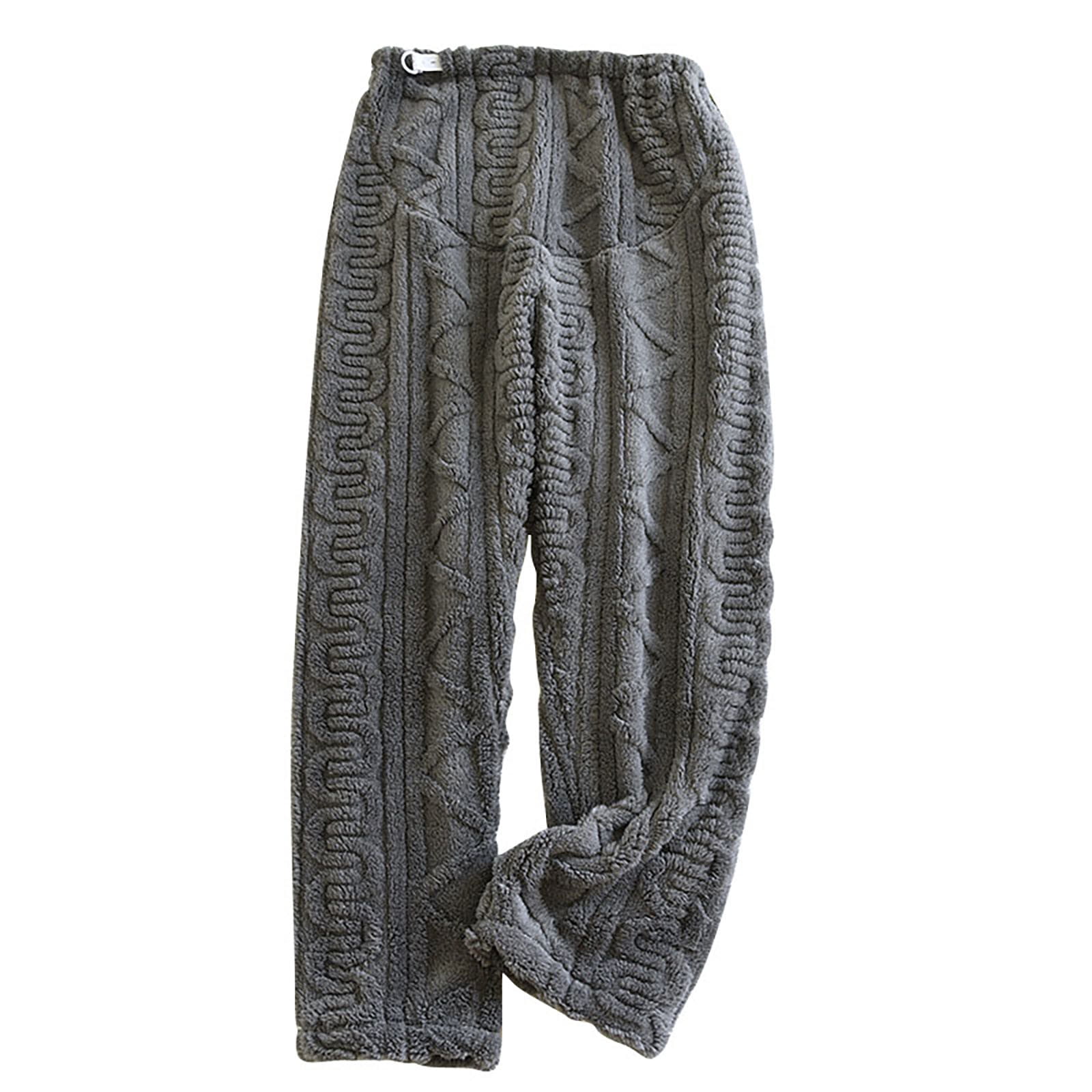 ABATAB Pajama Pants for Women Fuzzy Elastic Waist Plush Loungewear ...