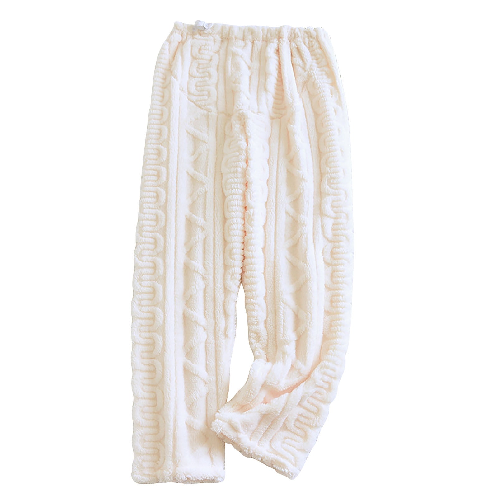 ABATAB Pajama Pants for Women Fuzzy Elastic Waist Plush Loungewear ...