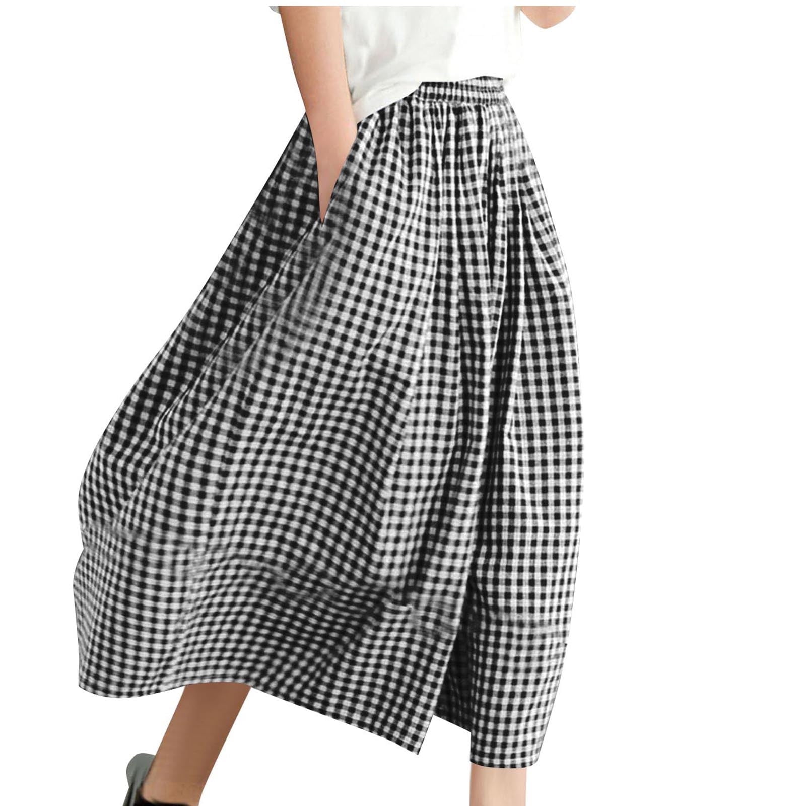 ABATAB Palazzo Capri Pants for Women Wide Leg Culottes Pants Elastic ...