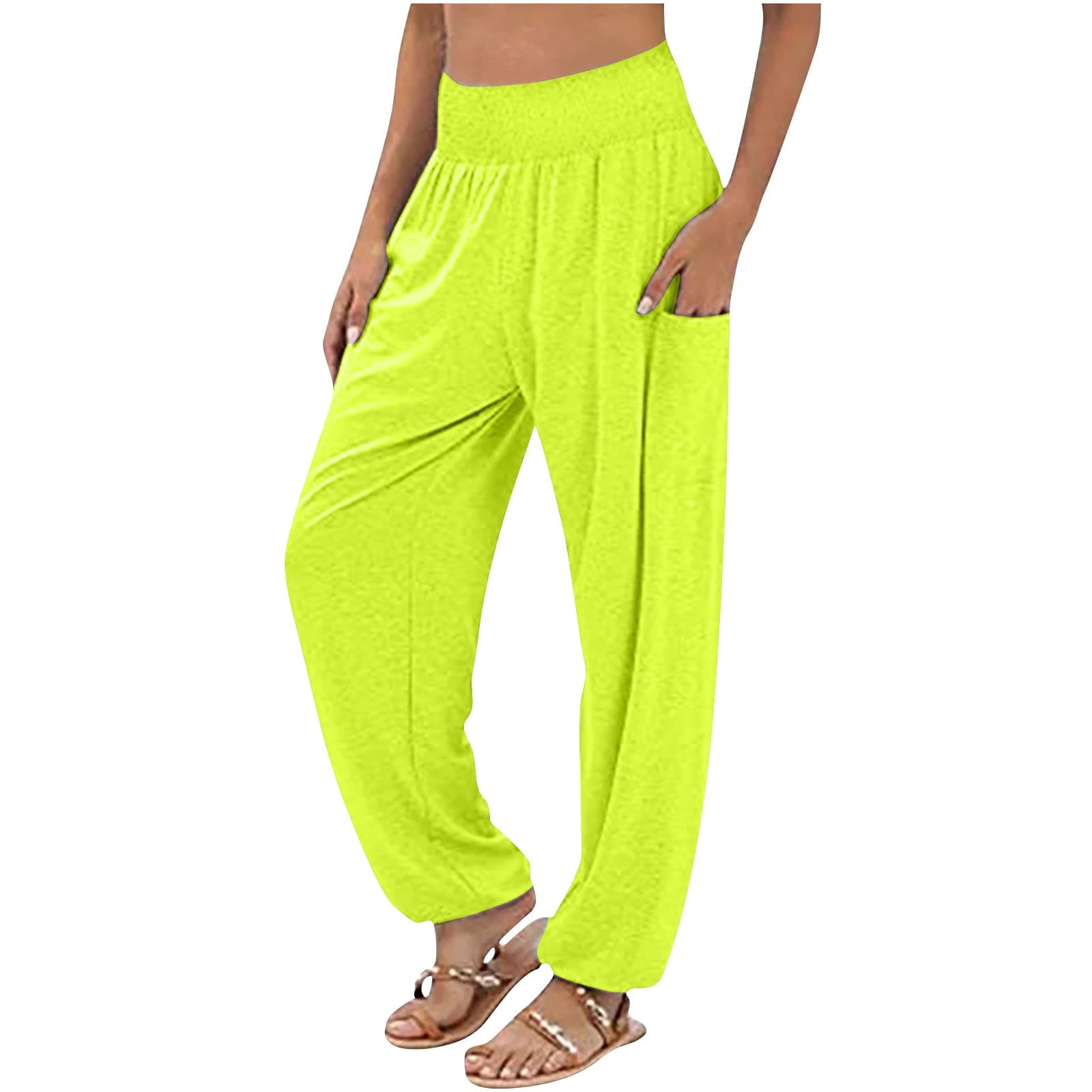ABATAB Plus Size Harem Pants for Women Loose Yoga Trousers Smocked Cozy ...