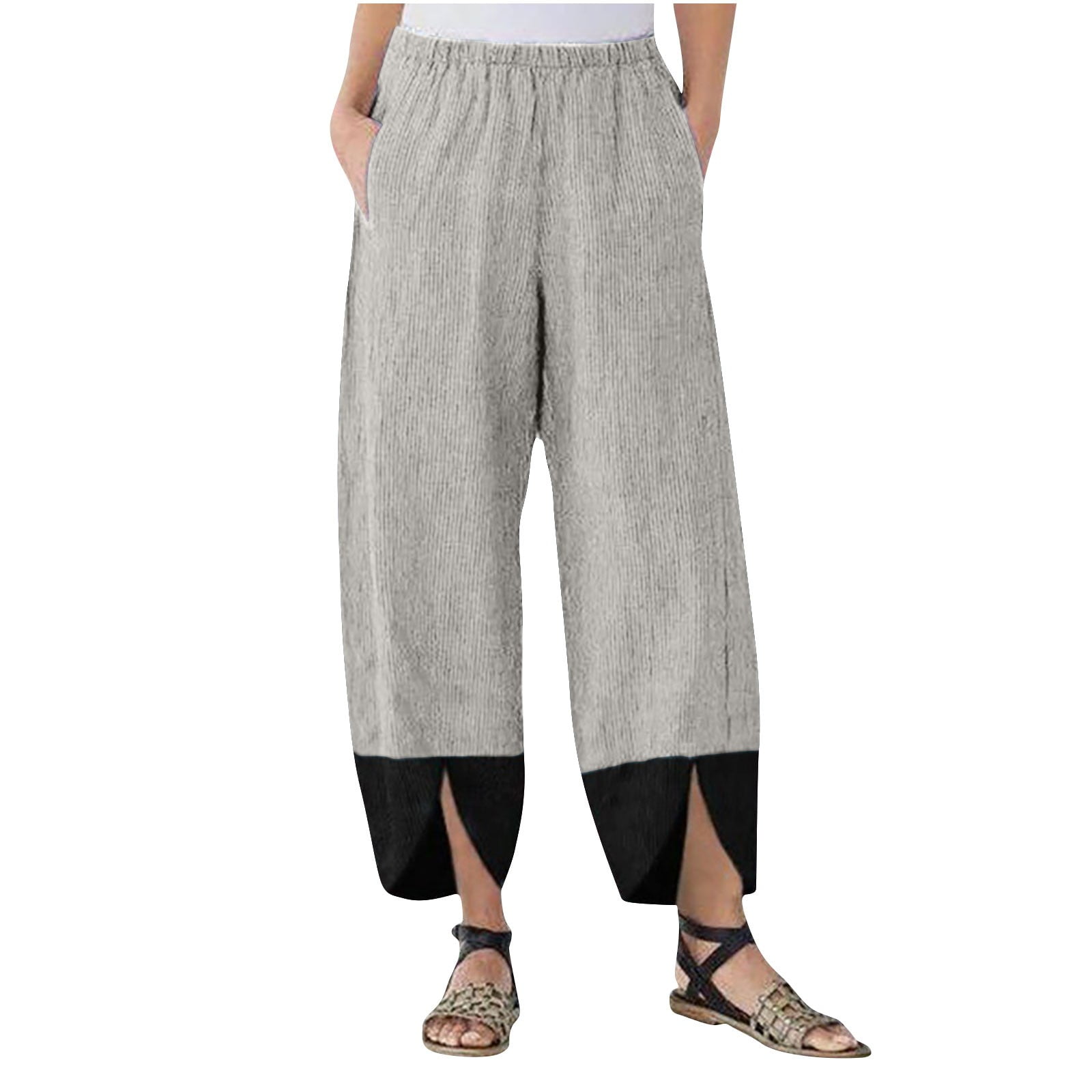 ABATAB Plus Size Pants for Women Corduroy Elastic Waist Pull on ...