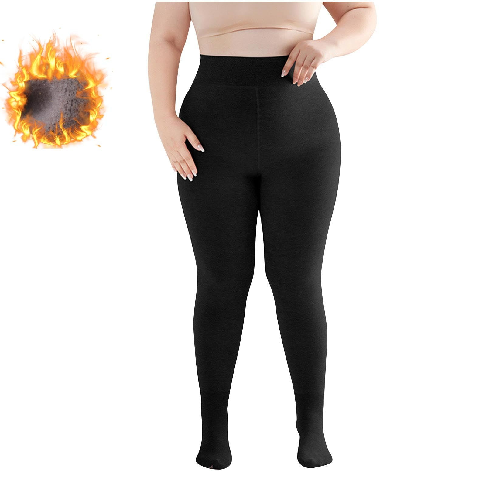 ABATAB Plus Size Pantyhose for Women Slimming Warm Tights Sherpa Lined Stretchy No See Through ...