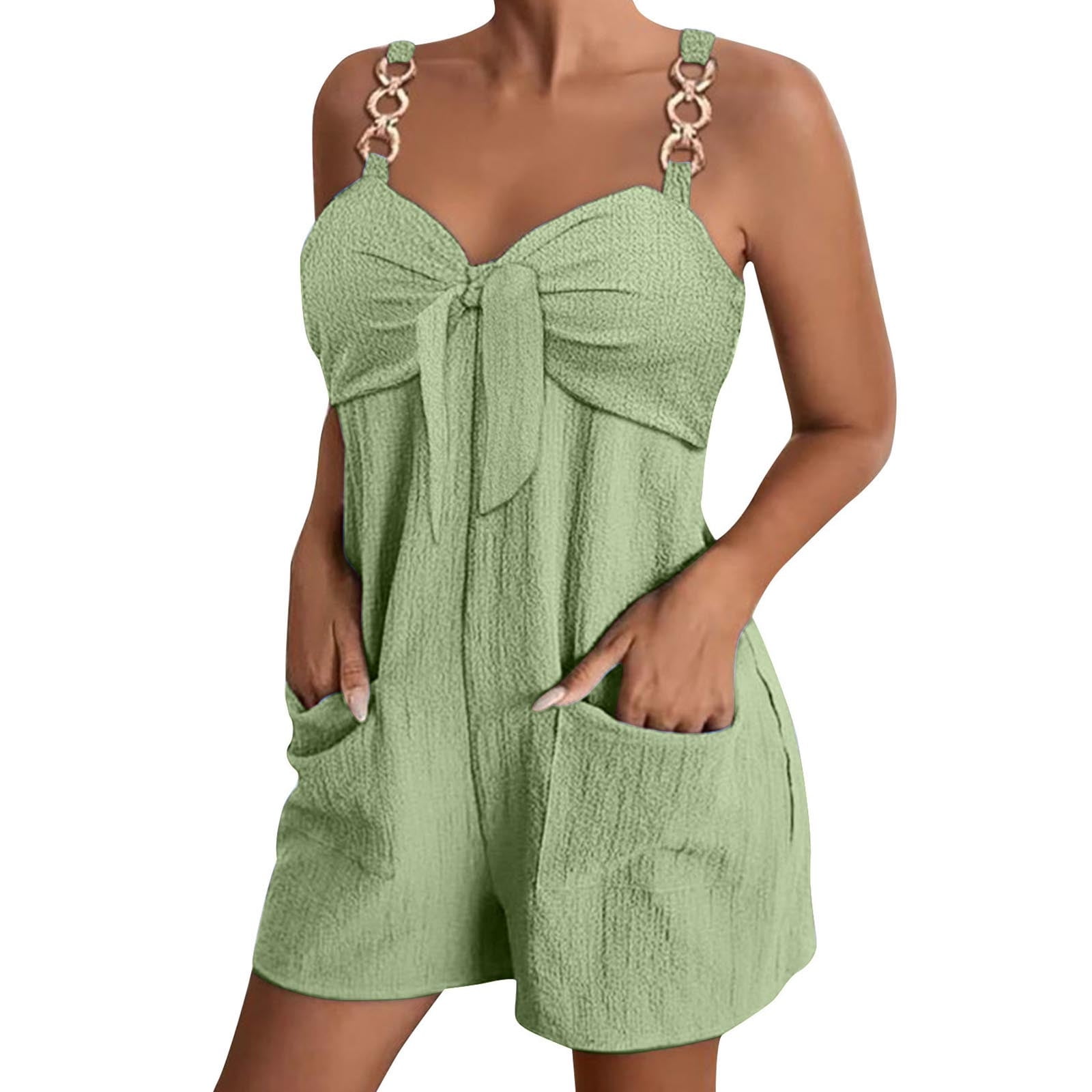 ABATAB Rompers for Women Casual Sleeveless Wide Leg Summer Jumpsuit ...