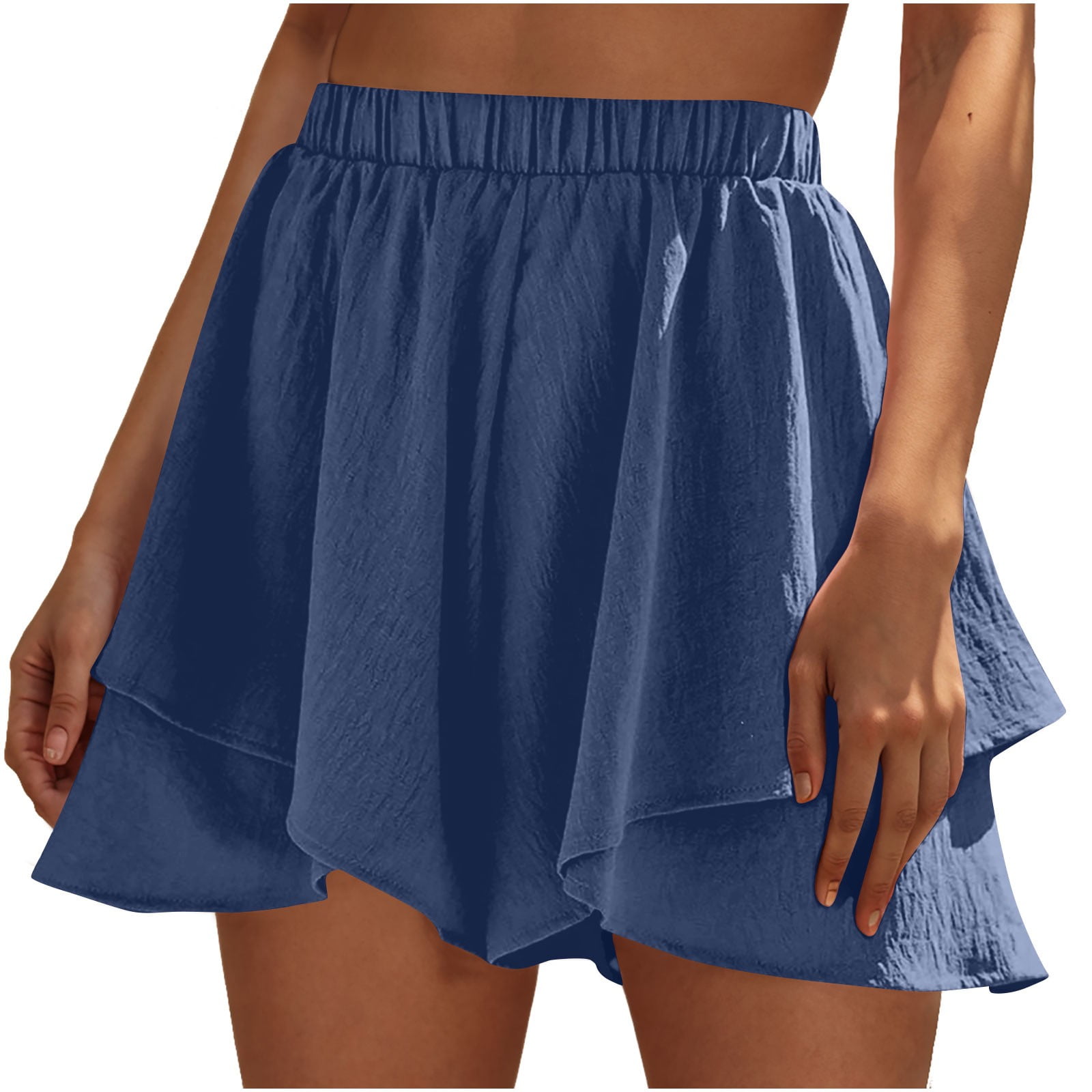 ABATAB Skorts for Women High Waist Ruffle Mini Skirt Cute Tiered 2 in 1 ...
