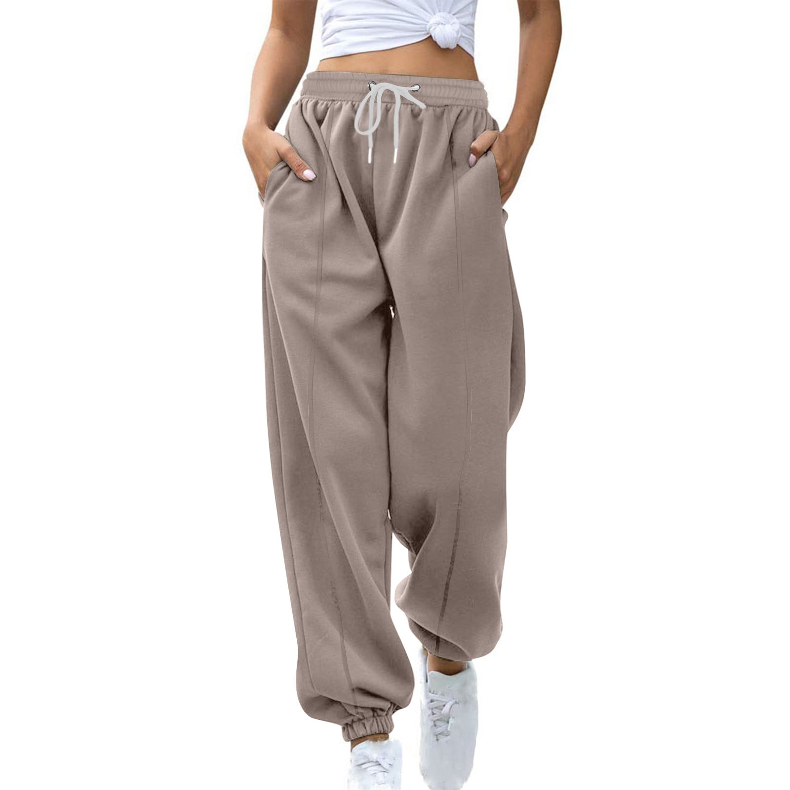 ABATAB Sweatpants for Women Drawstring Baggy Gym Cinch Pants Elastic ...