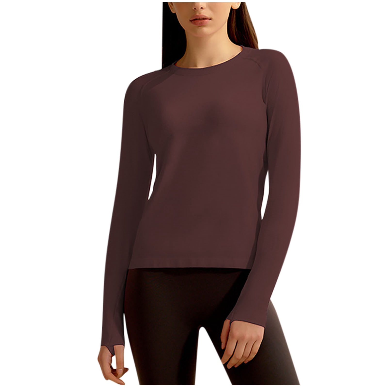 ABATAB Tunic Tops for Women Soft Long Sleeve Crew Neck Athletic Tee ...