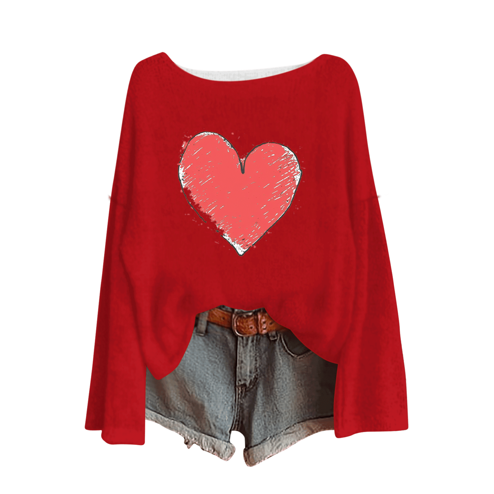 ABATAB Valentine's Day Fall Sweater for Women Cute Love Heart Print ...