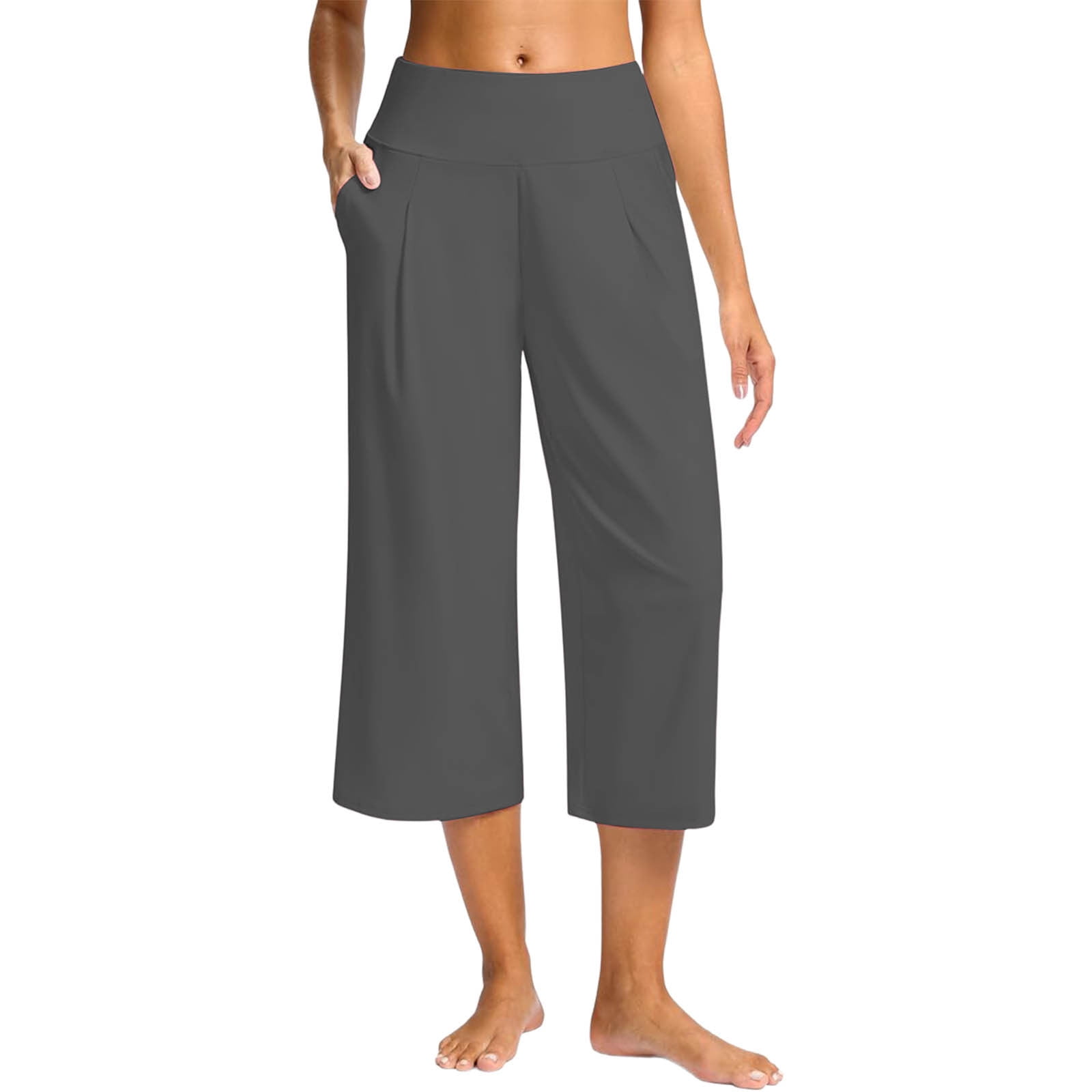 ABATAB Wide Leg Capri Pants for Women Jogger Running Cropped Pants ...