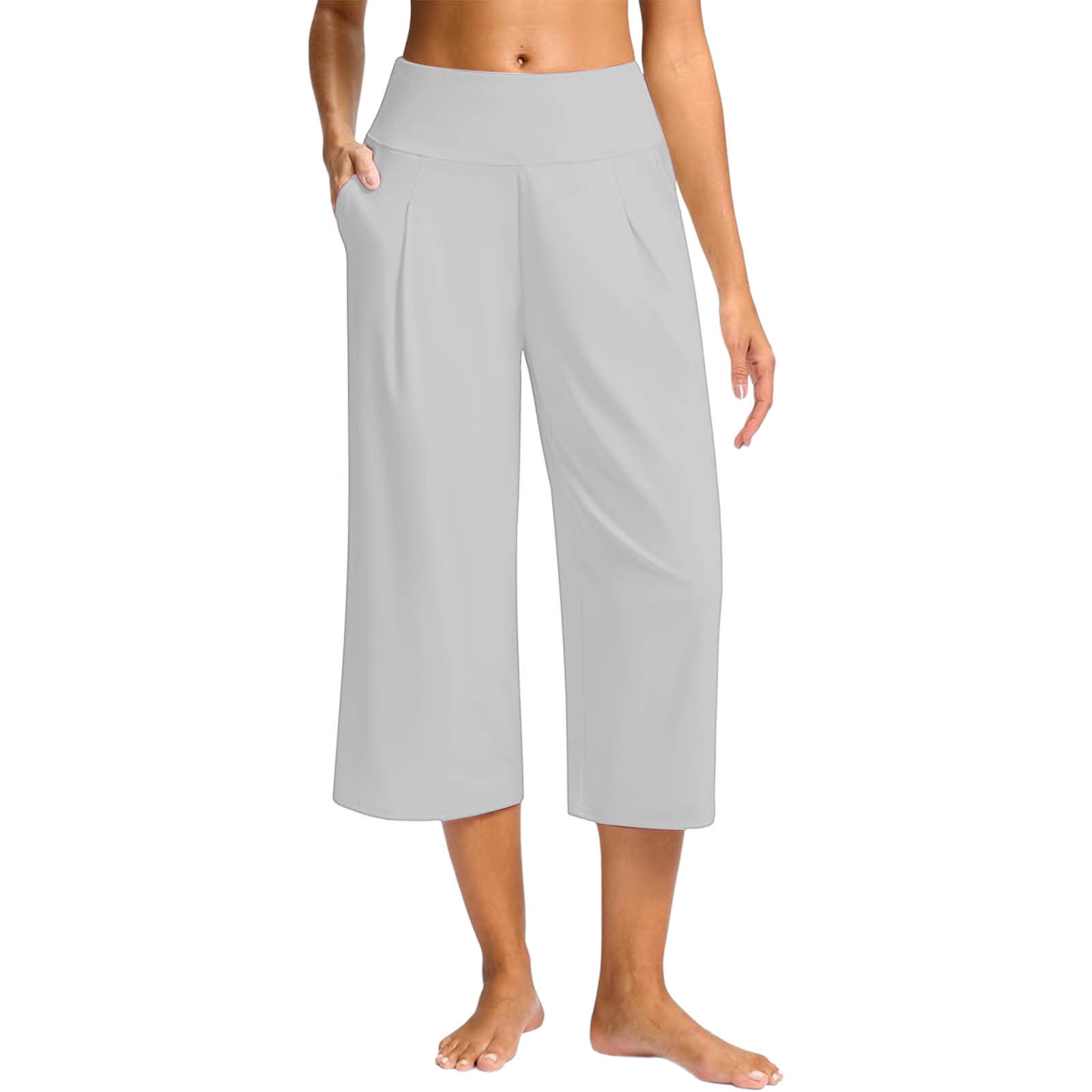 ABATAB Wide Leg Capri Pants for Women Jogger Running Cropped Pants ...