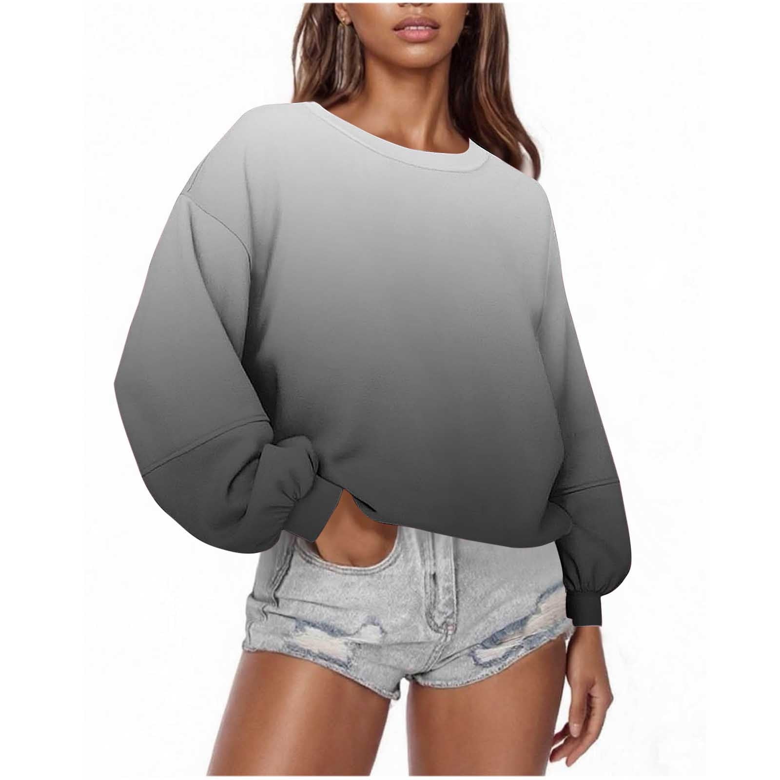 ABATAB Women Printed Sweatshirts Oversized Long Sleeve Trendy Pullover ...