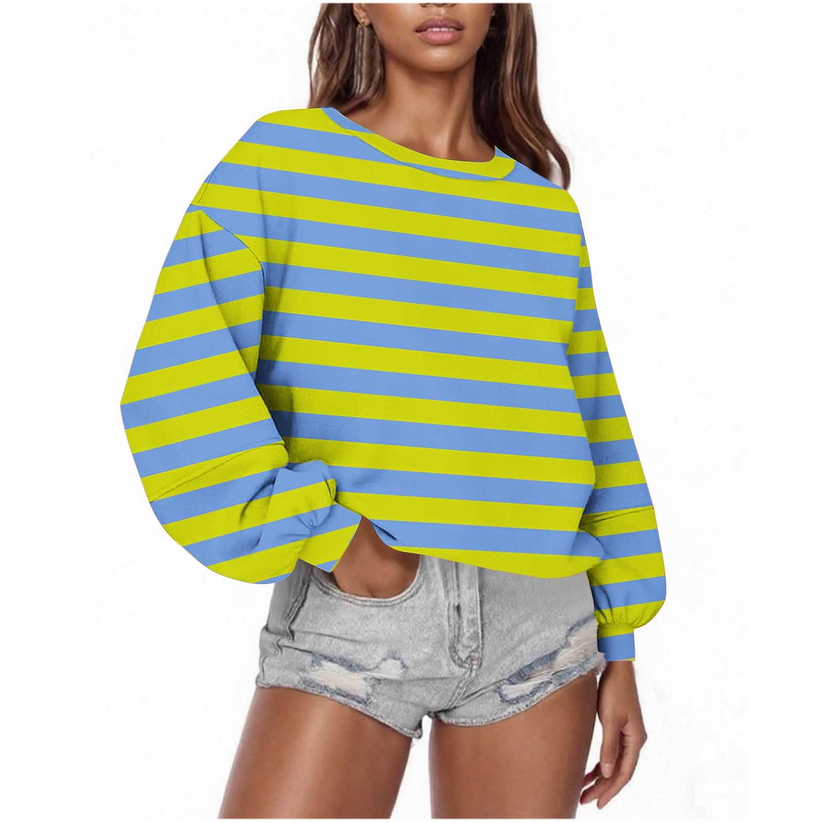 ABATAB Women Printed Sweatshirts Oversized Long Sleeve Trendy Pullover ...