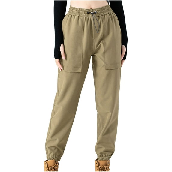 ABATAB Women's Cargo Pants Lightweight Elastic Waisted Hiking Running ...
