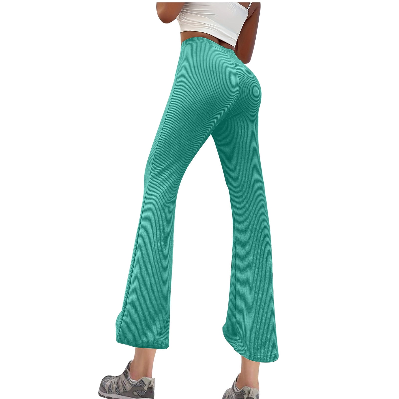 ABATAB Women's Flare Yoga Pants Comfy Loose Ribbed Lounge Trousers ...