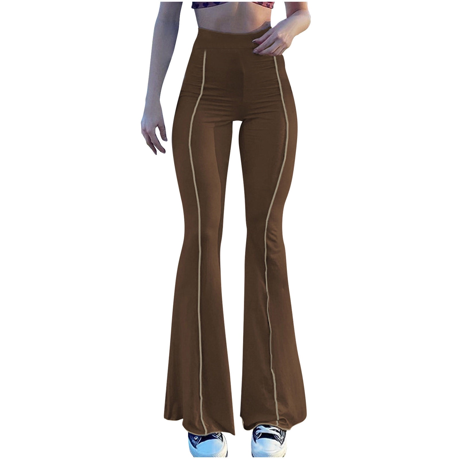 ABATAB Women's Flare Yoga Pants Stretchy Fashion High Waisted Bootcut ...