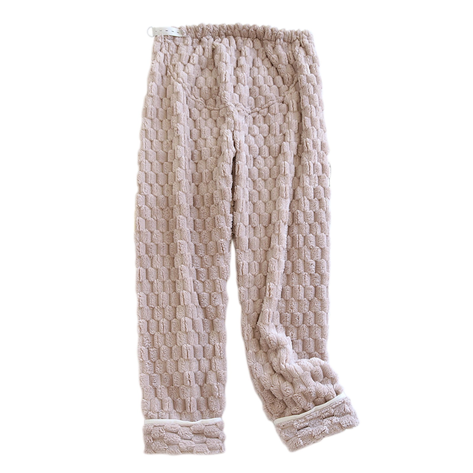 ABATAB Women's Fuzzy Pajama Pants Elastic Waist Fleece Lined Loungewear ...