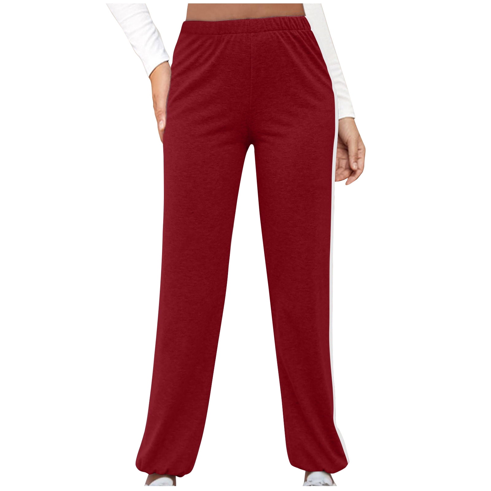 ABATAB Women's Joggers Sweatpants Elastic High Waist Drawstring Bottom ...