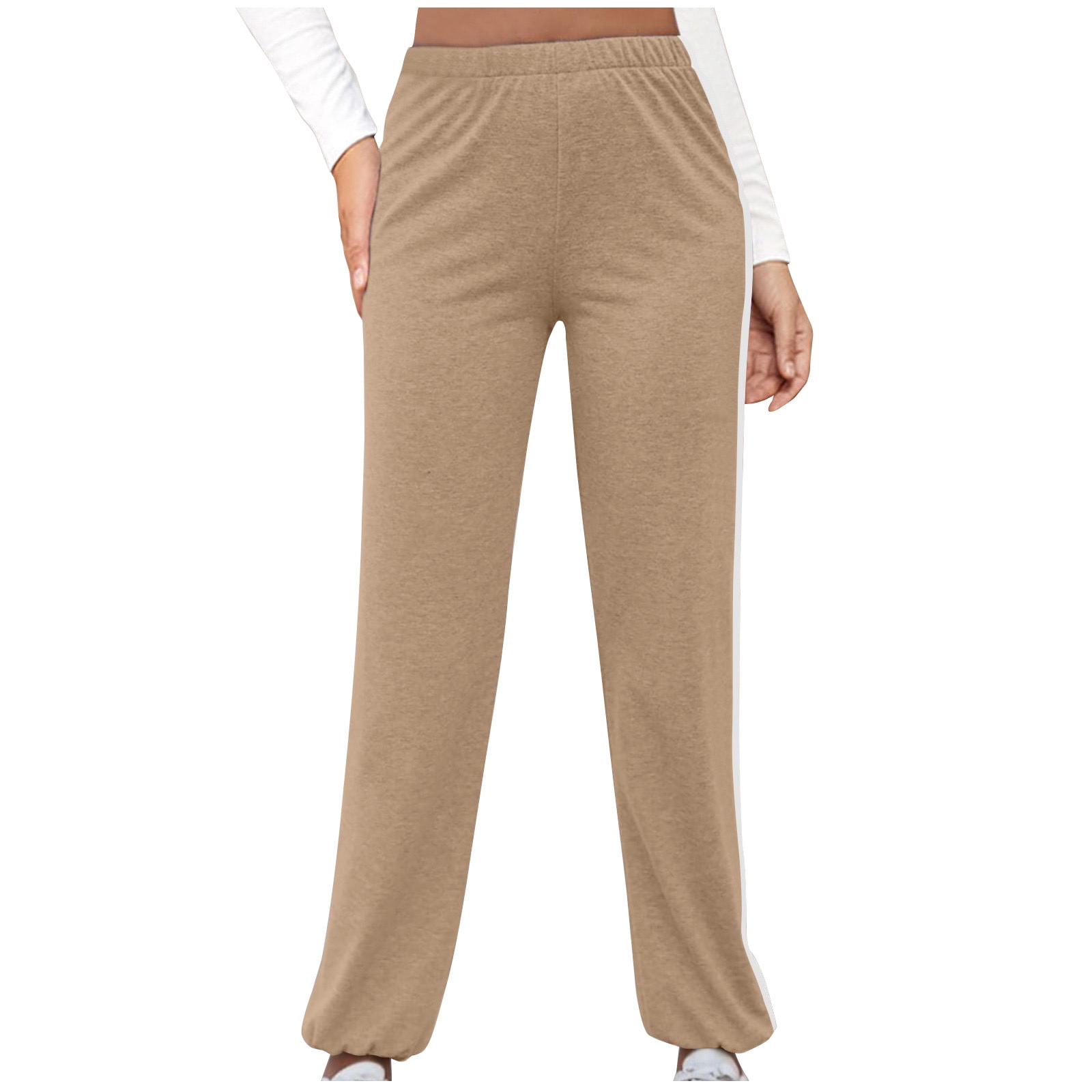 ABATAB Women's Joggers Sweatpants Elastic High Waist Drawstring Bottom ...