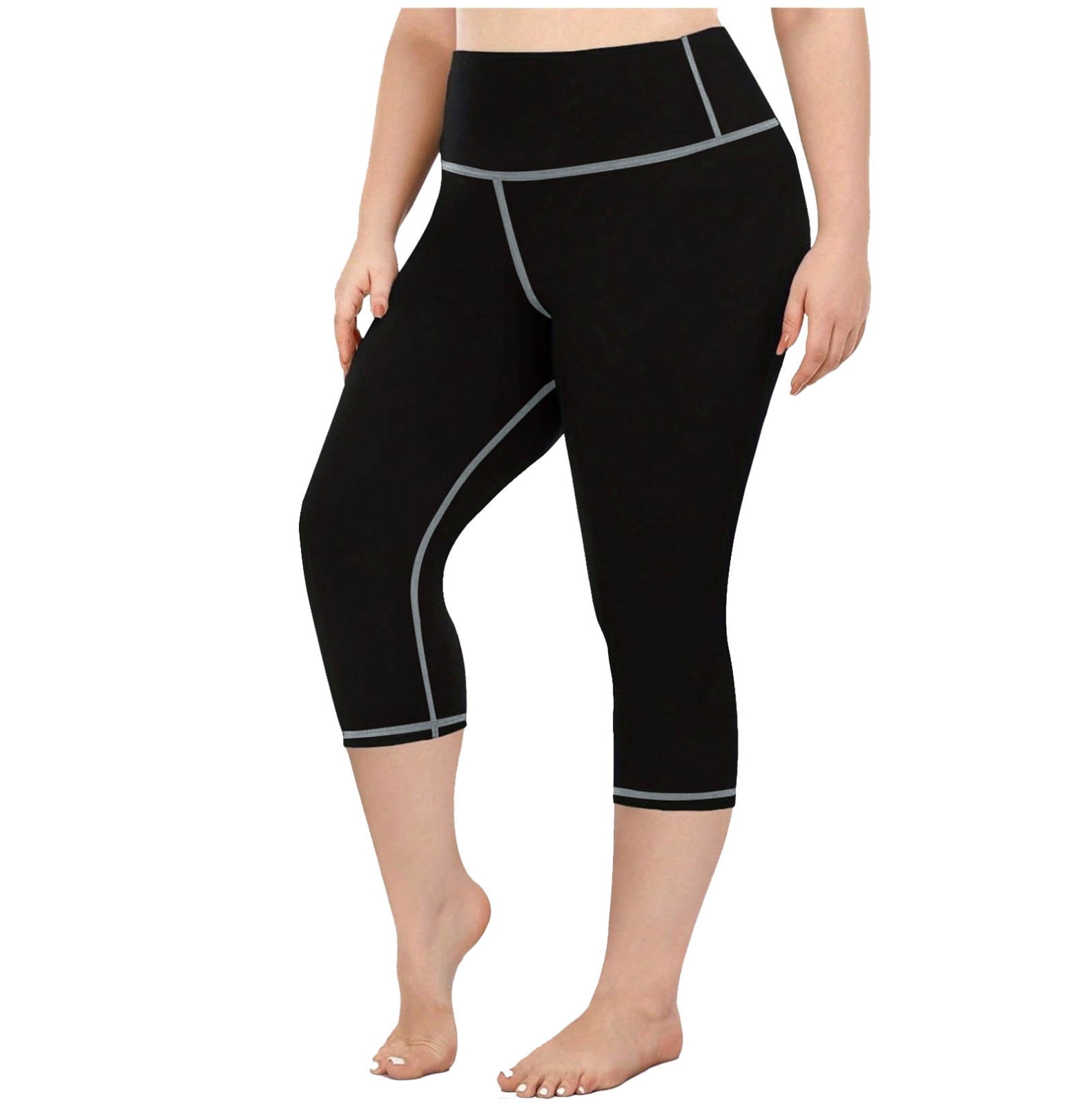 ABATAB Women's Plus Size Capri Leggings Lightweight Gym Soft Crop ...