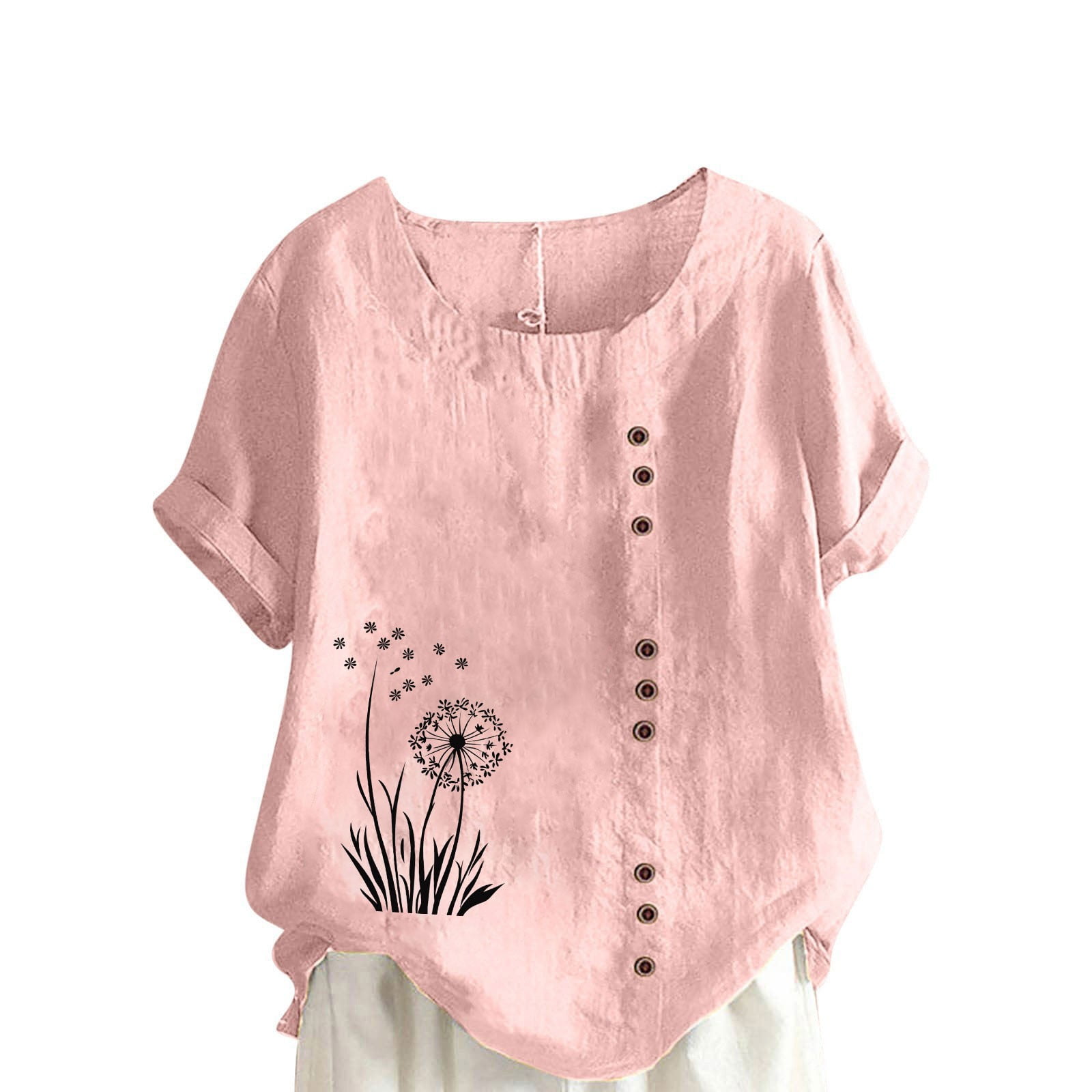 ABATAB Women's Printed Shirt Casual T-Shirt Graphic Round Neck Tees ...