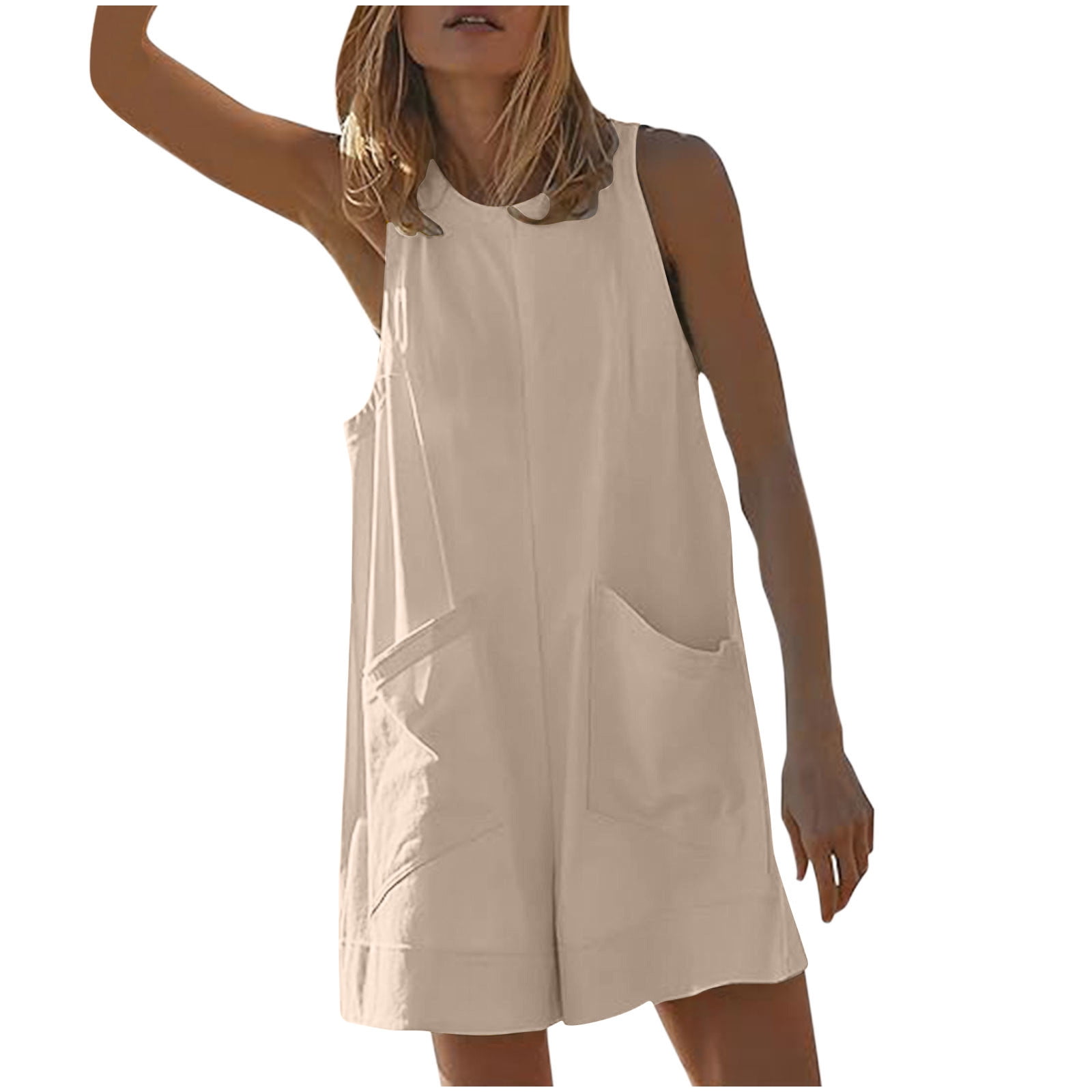 ABATAB Women's Rompers for Summer Casual Sleeveless Shorts Backless ...