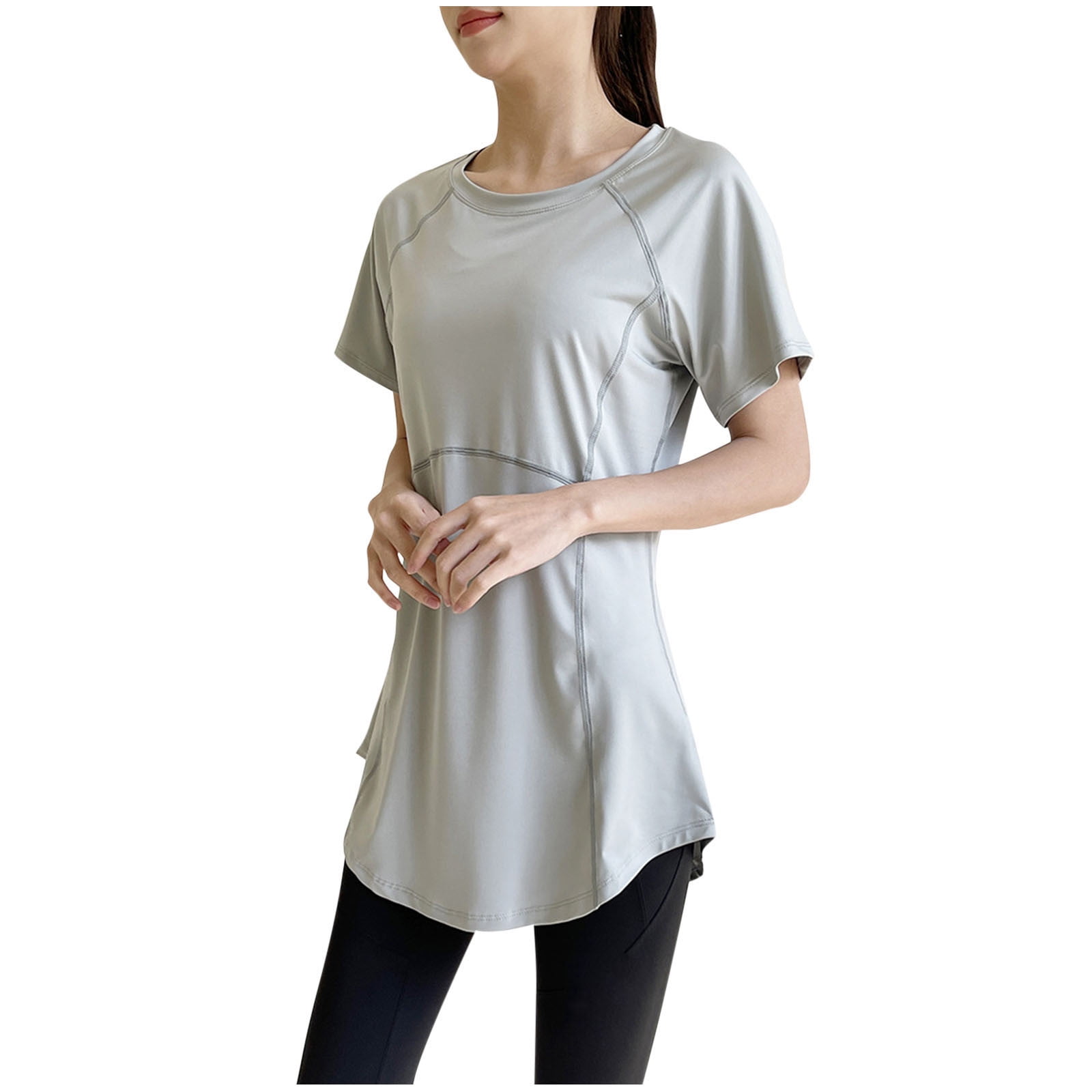 ABATAB Women's Sport Tops Quick Dry Short Sleeve T-Shirts Crewneck ...