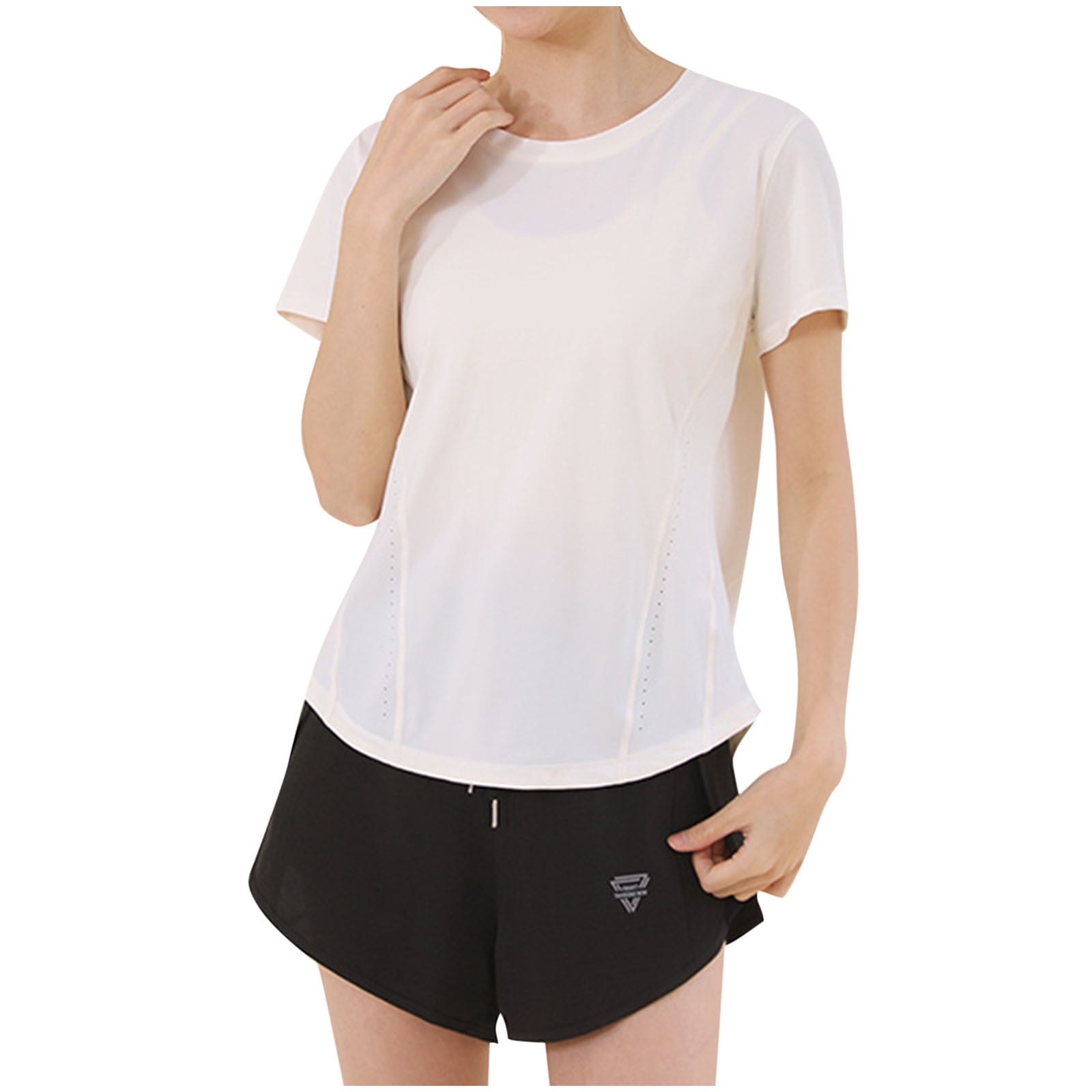 ABATAB Women's Workout Shirts Crewneck Short Sleeve Plain Lightweight ...