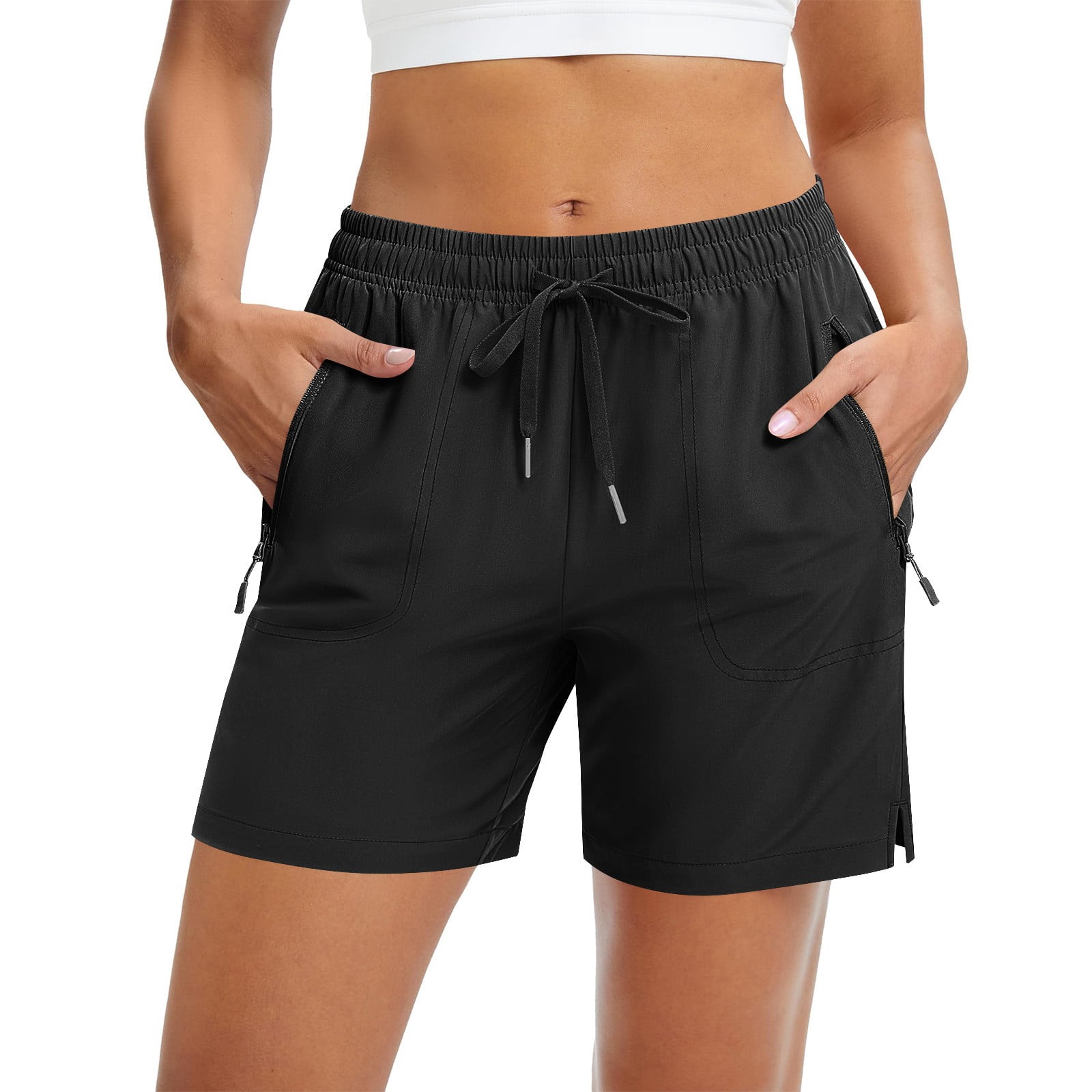 ABATAB Womens Athletic Shorts Loose Drawstsring Workout Shorts Side ...