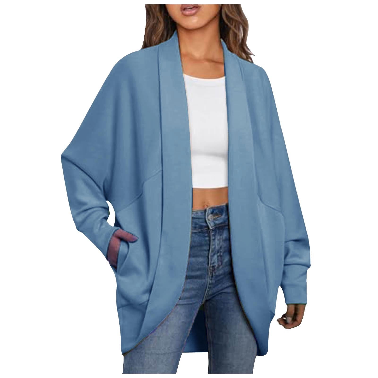 ABATAB Womens Blazer Cardigans Stylish Long Sleeve Open Front Kimono ...