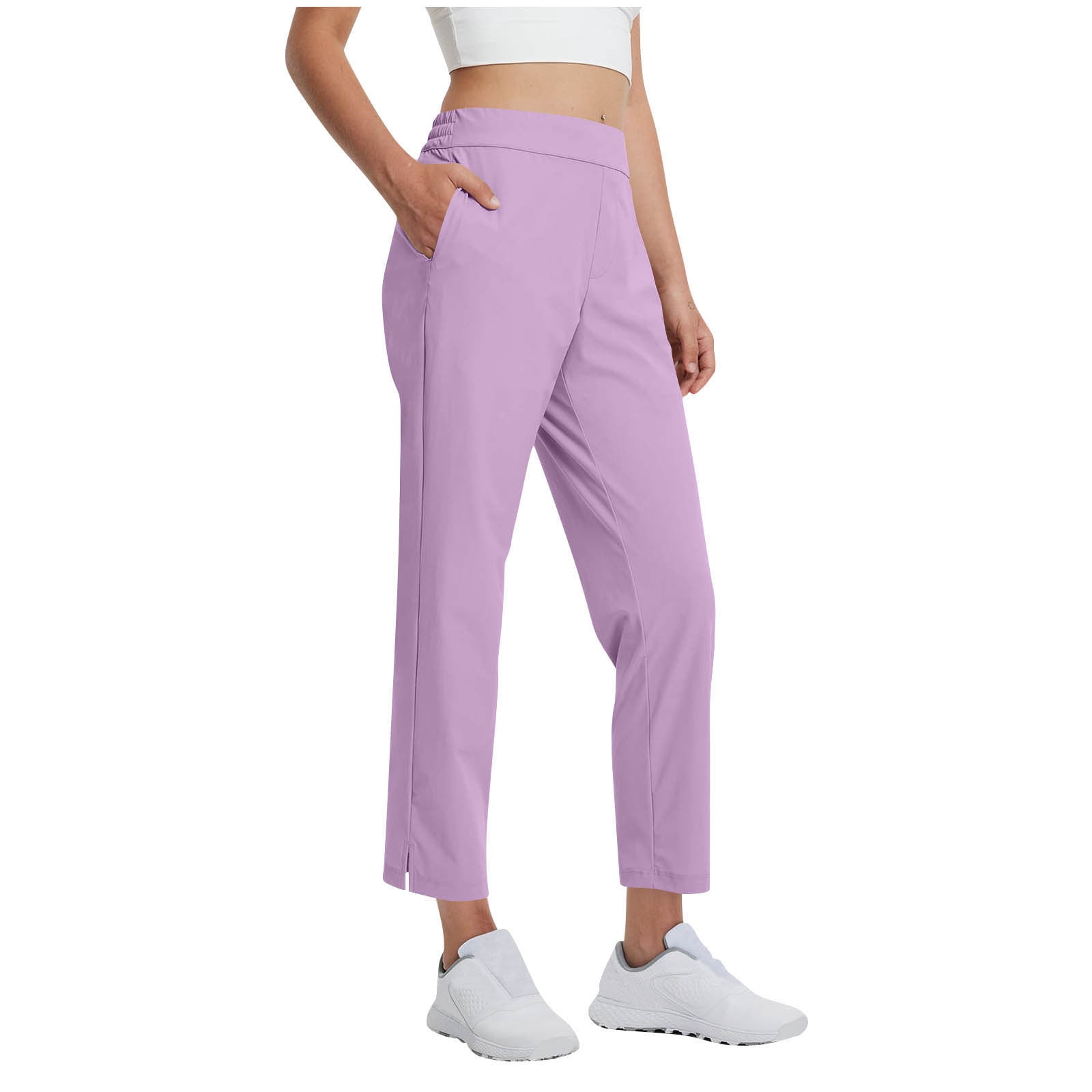 ABATAB Womens Jogger Capri Pants with Pockets Workout Gym Crop Pants ...