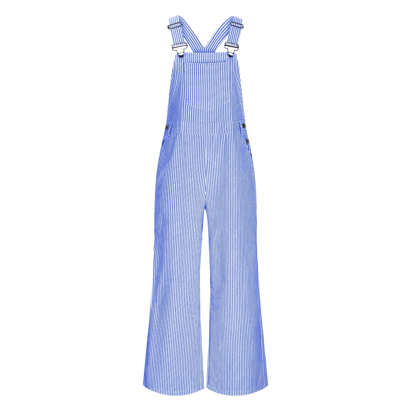 ABATAB Womens Summer Casual Romper Sleeveless Loose Striped Overalls ...