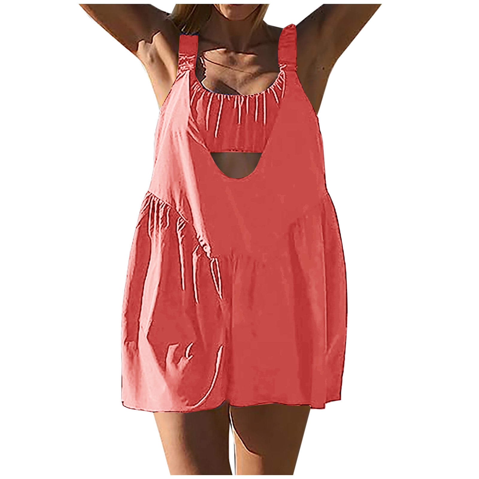 ABATAB Workout Romper for Women U Neck Yoga Gym Jumpsuit Sleeveless ...