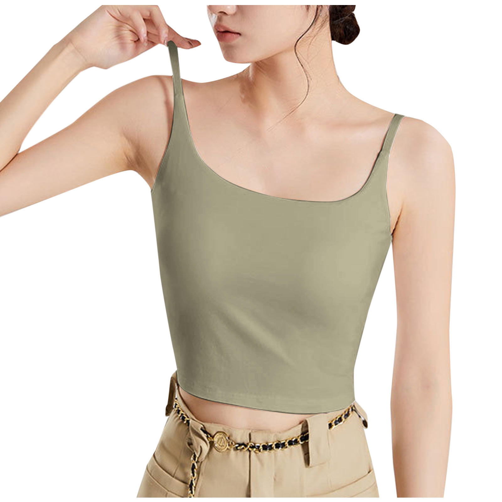 ABATAB Workout Tank Tops for Women Slim Fit U Neck Double Layer ...