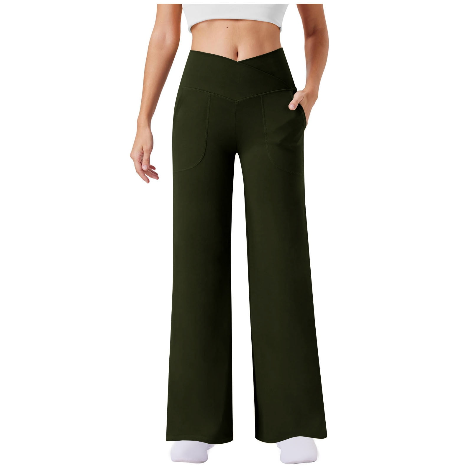 ABATAB Yoga Pants for Women Wide Leg Straight Leg Gym Cycling Pants ...