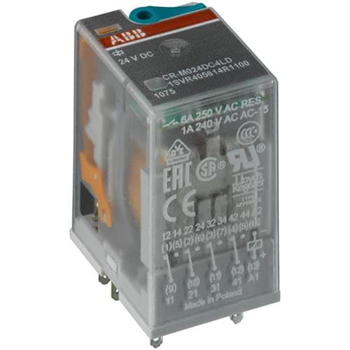 ABB 1SVR405611R4100, Power Relay; DPDT; 12VDC; 12A; 250VAC; Socket ...