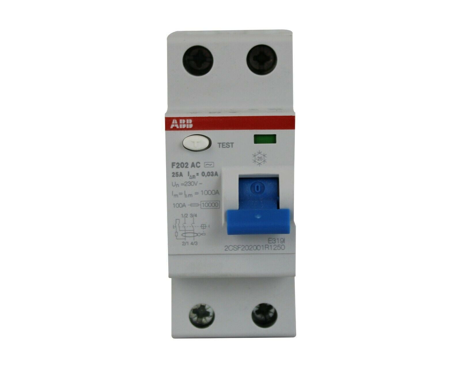 ABB CIRCUIT BREAKER F202 AC 25A, MODEL: 2CSF202001R1250 - Walmart.com
