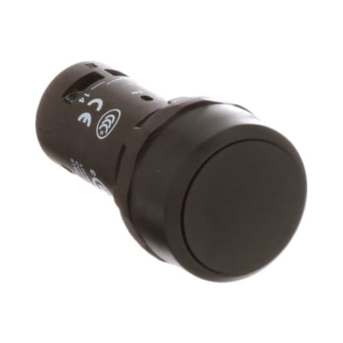 ABB CP1-10B-11, Pushbutton Switch; Non-Illum; Flush; Black Plastic Bezel; Mom; 1 NO + 1 NC ...