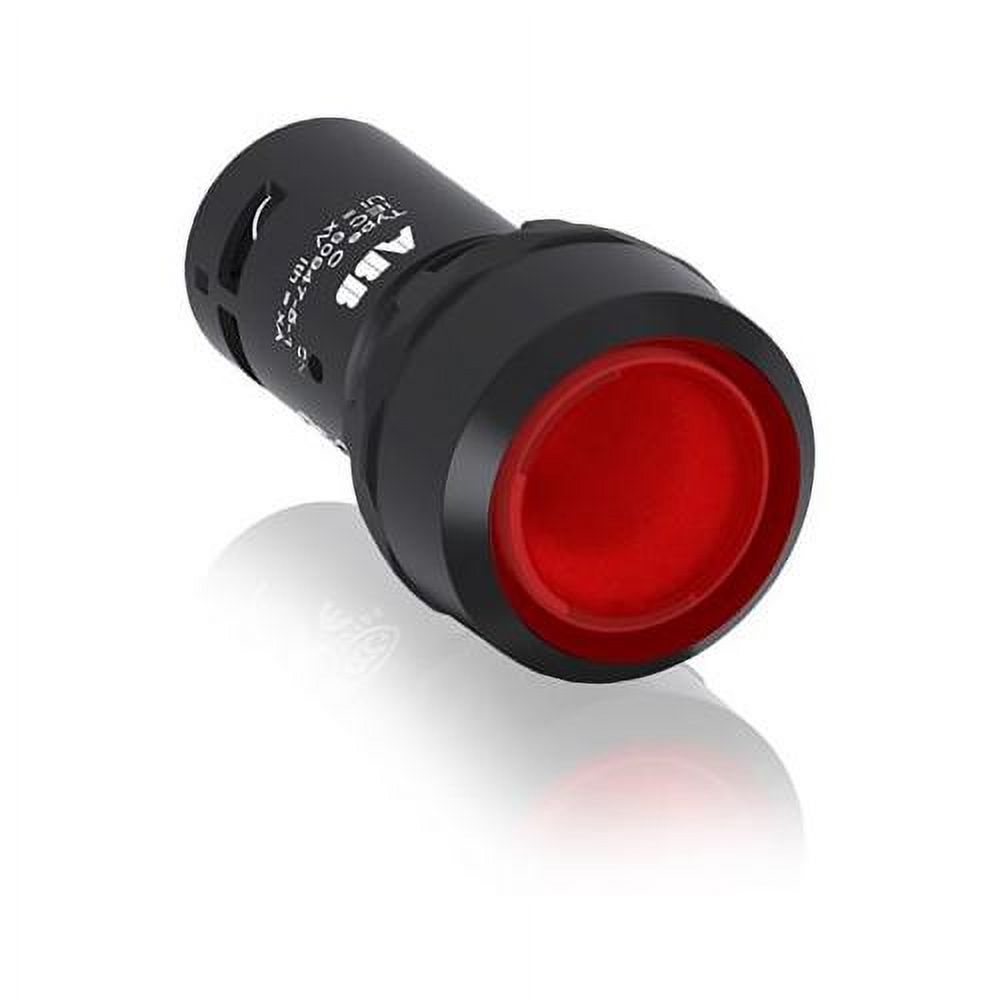 ABB CP1-11R-01, Pushbutton Switch; Illum; Flush; Black Plastic Bezel; Mom; 24 VAC/VDC; 1 NC; Red ...