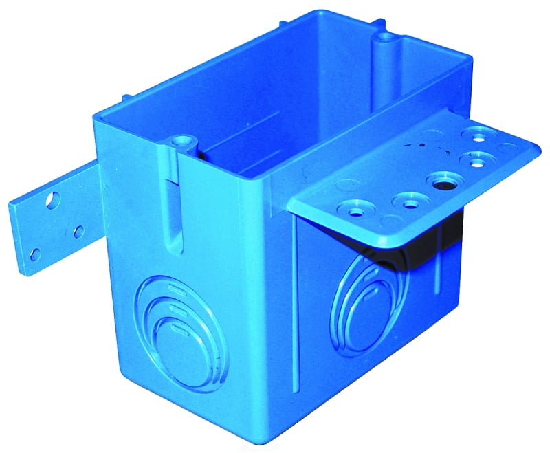 Carlon A122 Outlet Box, 1 -Gang, 4 -Knockout, PVC, Blue, Bracket ...