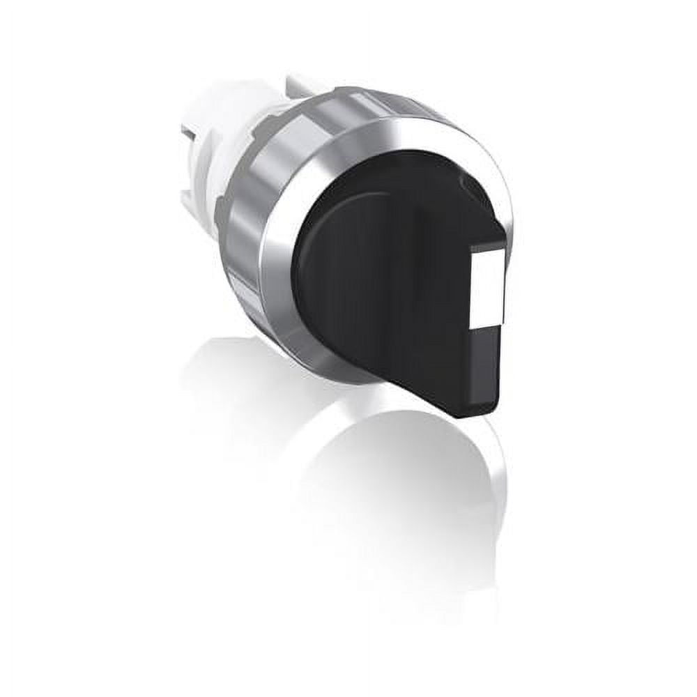 ABB M2SS1-30B, Selector Switch; 2 Pos; 45 Deg; Chrome Metal Bezel; Short HDL; Maint; Black, No ...